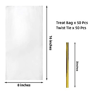 Morepack 8x16 Inches Cellophane Bags,50Pieces Clear Cellophane Gift Bags for Wine Bottles