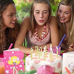 LUTER Metallic Birthday Candles in Holders Tall Birthday Cake Candles Long Thin Cupcake Candles for Birthday Wedding Party Decoration(24 Pieces) (Gold)