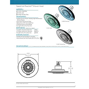 Speakman S-4002 Reaction Single-Function Showerhead for Stylish Bathroom Décor, 2.5 GPM, Clear Smokey Gray