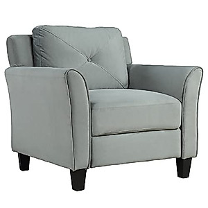 P PURLOVE 3 Pieces Polyester Blend Button Tufted Sofa Set, Living Room Furniture Set, 1 Armchair, 1 Loveseat, 1 Sofa (Gray)