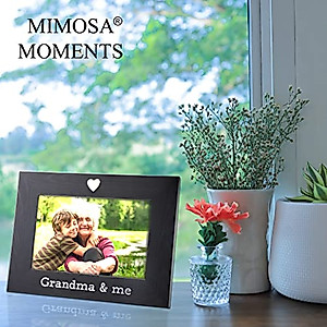MIMOSA MOMENTS Silver Heart Black Grandma and me Picture Frame for 4x6 photo