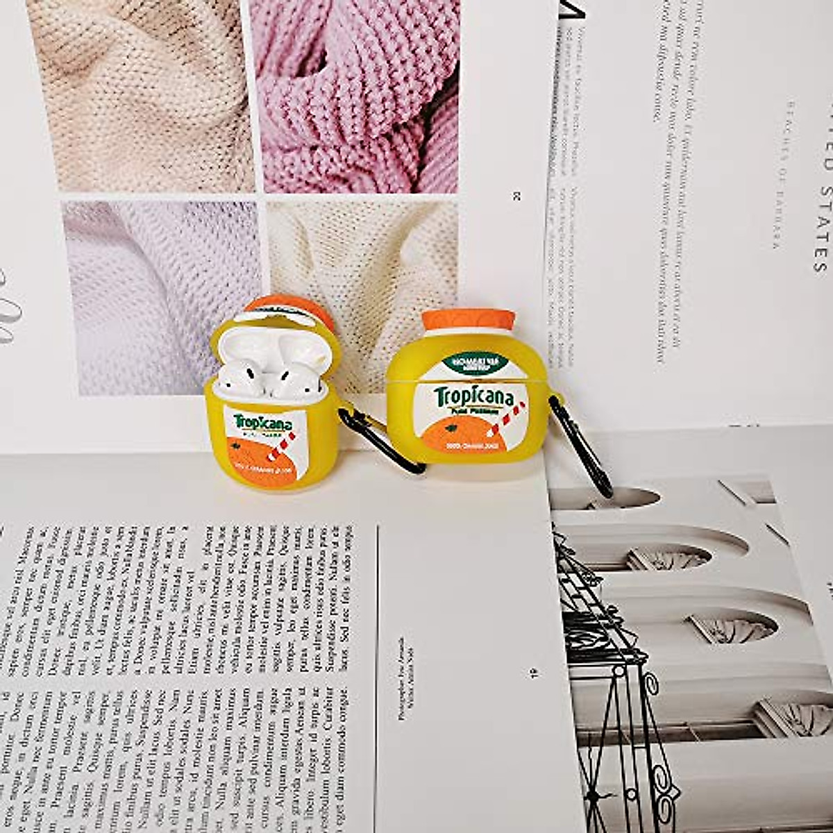 Compatible with Orange Bottle AirPods Case 1/2, Kids Teens Girls Boys Women Silicone Skin for Tropicana AirPod Case, Funny Kawaii Cartoon 3D Cute for Tropicana Orange Juice Bottle AirPods Case 1/2