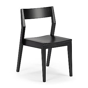 Plank+Beam Modern Dining Chair, Wooden Kitchen and Dining Room Chair, Wood Chair for Office, Living Room, Black