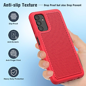 BNIUT for Samsung Galaxy A13 5G Case: Dual Layer Protective Heavy Duty Cell Phone Cover Shockproof Rugged with Non Slip Textured Back - Military Protection Bumper Tough - 6.5inch (Red)