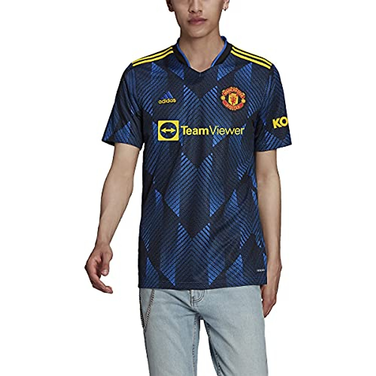 adidas Men's 2021-22 Manchester United 3rd Jersey (Glory Blue, Small)