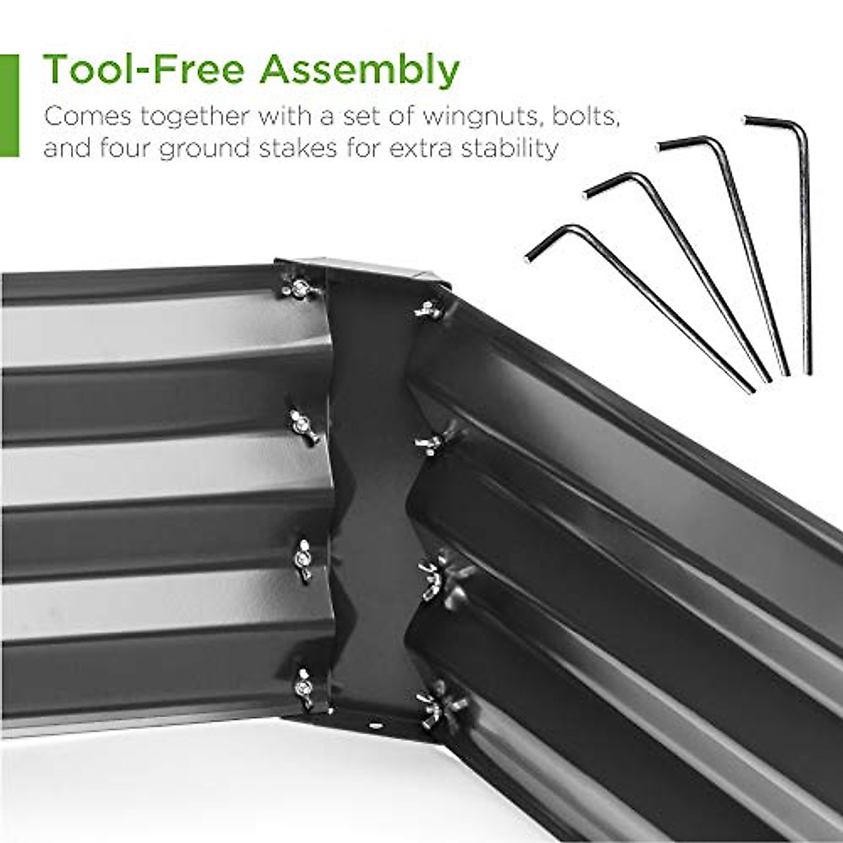 Best Choice Products 6x3x1ft Outdoor Metal Raised Garden Bed Box Vegetable Planter for Vegetables, Flowers, Herbs, and Succulents - Dark Gray