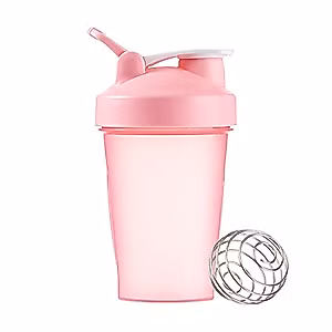 NaDale Shaker Bottle for Protein Mixes 12oz/400ml Pre Workout Shaker Bottles with A Small Stainless Blender Ball and Classic Loop Hook BPA Free, Pink