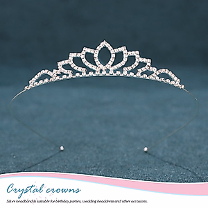 Kilshye Silver Tiaras and Crowns Rhinestone Wedding Tiara Birthday Prom Crown Hair Accessories for Women (B)
