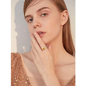 Jewenova Sterling Silver Sunflower Fidget Ring for Women, You Are My Sunshine Stress Relieving Ring, Christmas Jewelry Gift For Women