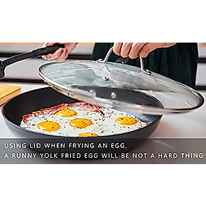 MsMk 12 inch Large Nonstick Frying Pan with Lid, Carbonize also Nonstick, PFOA Free Non-Toxic, Stay-Cool Handle, Scratch-resistant, Induction Skillet for Induction, Ceramic and Gas Cooktops
