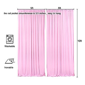 10x10 Pink Backdrop Curtain for Parties Baby Shower Wrinkle Free Pink Photo Curtains Backdrop Drapes Fabric Decoration for Wedding Birthday Party 5ft x 10ft,2 Panels