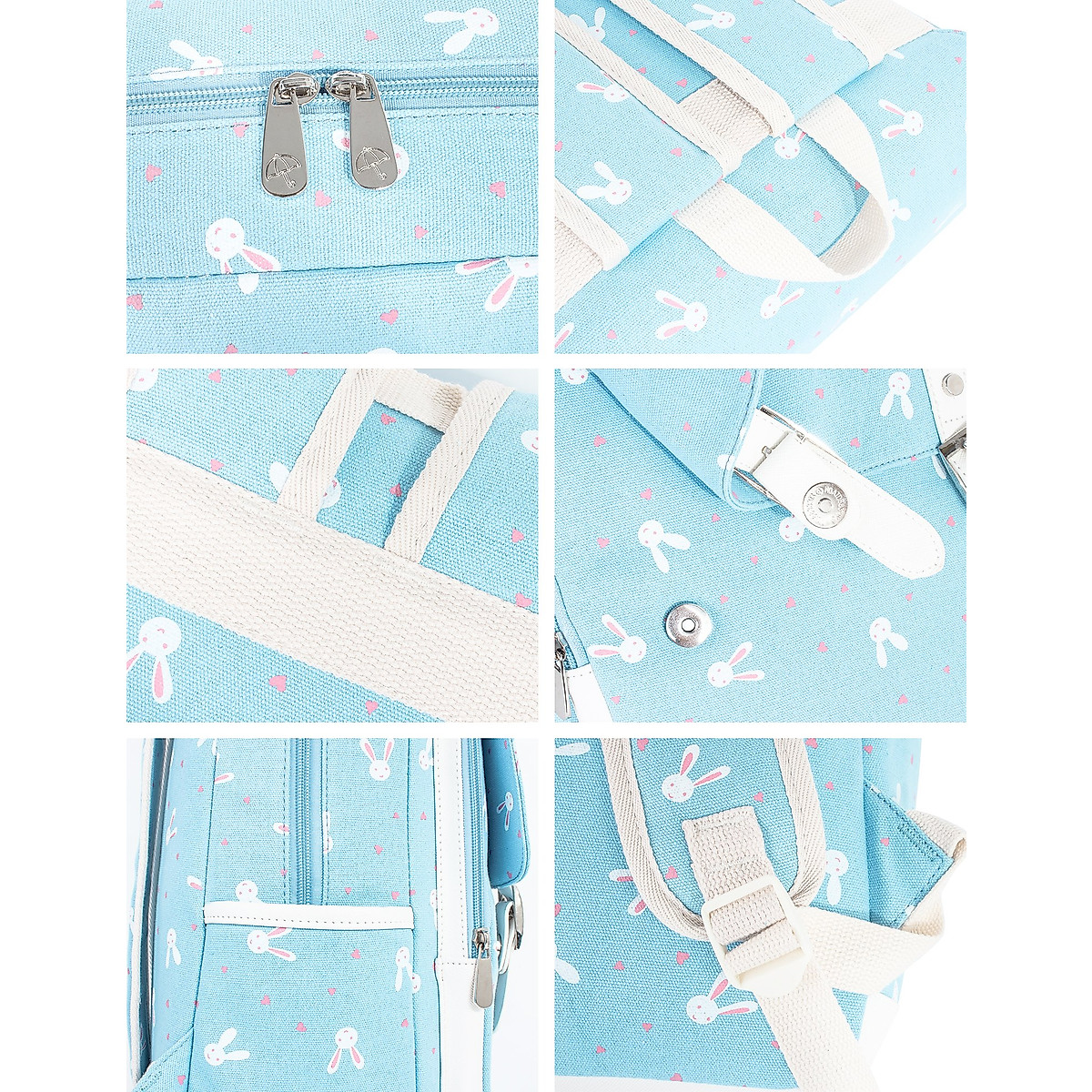 Leaper Bunny Backpack Laptop Backpack Rabbit Bag School Bag Satchel Purple L