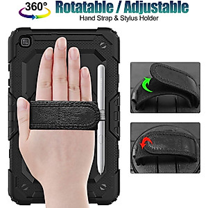 Samsung Galaxy Tab A 8.0 Case 2019 with Screen Protector Pencil Holder | Rugged SM-T290/T295/T297 Case for Kids | Blosomeet Heavy Duty Shockproof Protective Cover w/ Stand Hand Shoulder Strap | Black