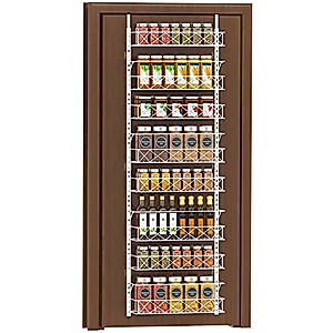 Skycarper Over The Door Pantry Organizer,Adjustable 8 Baskets Closet Rack Hanging Spice Space Saver,White