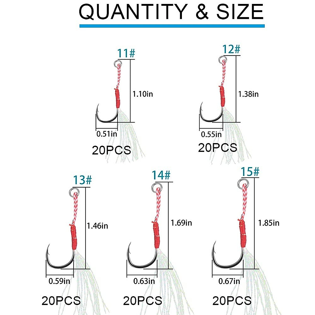 moisture Fishinghooks 100 PCS Casting Auxiliary Hook Slow Pose Bait Bass Fishing Hook Hook Bundled Fish Hook with Feather Sea Fishing Hook Fishing Hook (Size : 15#)