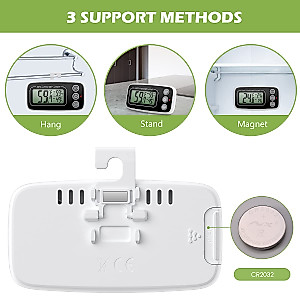 KeeKit Refrigerator Thermometer, 4 Pack Digital Freezer Thermometer, Upgraded Fridge Thermometer with Large LCD Display, Max/Min Record Function for Kitchen, Home, Restaurants - Black