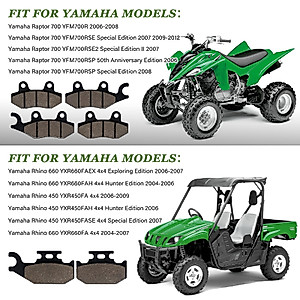 LOCOPOW Brake Pads Rhino 660 700 Front and Rear Compatible with Yamaha Rhino 660 YXR660 4x4 2004-2007 / Raptor 700 700R YFM700 2006-2012 / Rhino 450 YXR450 4x4 2006-2009