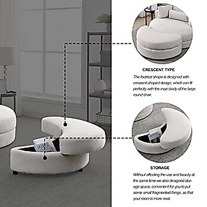 Swivel Accent Barrel Chair with Storage Ottoman,Comfy Teddy Upholstered 360° Recliner Sofa Club Chaise Leisure Round Lounge Armchair Singel Lazy Sofá Arm Chairs and Footrest Set for Living Room/Hotel