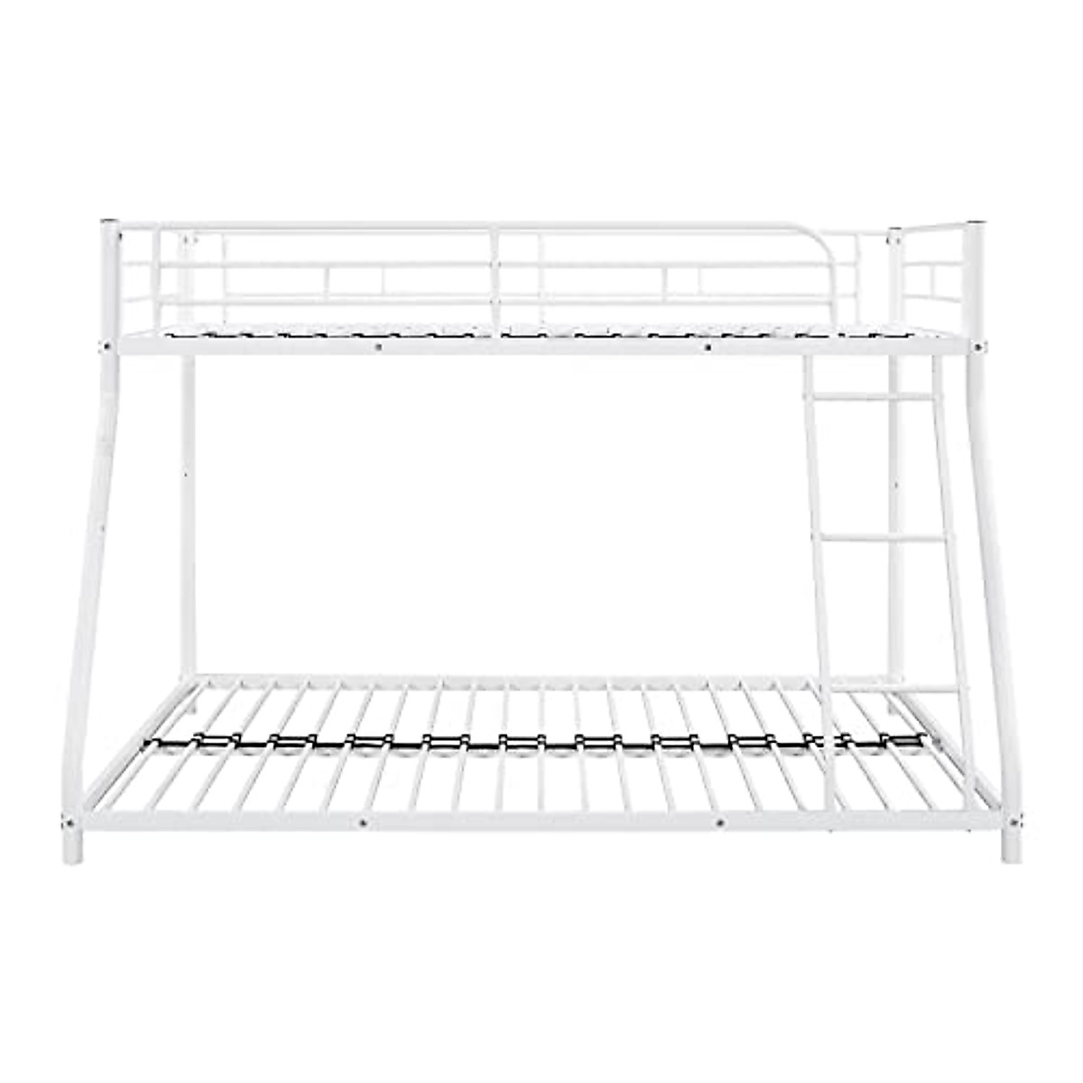 Lostcat Metal Bunk Bed Twin Over Full Size,Heavy Duty Low Bunkbeds with Ladder & Safety Guard Rails,for Kids Teens Adults,Space Saving & No Box Spring Need,White