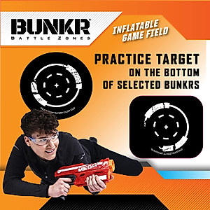 BUNKR BattleZones Battle Royale Inflatable Bunker Fort - 4 Piece Barricade Shield Set Crates and Barrels - Perfect for NERF Party