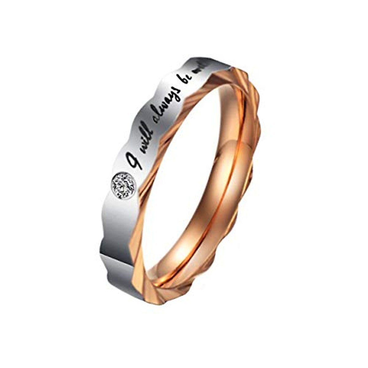 Joyplancraft I Will Always be with You Promise Engagement Ring Set of His and Hers Couple Rings Wedding Gift (Women Size 6)