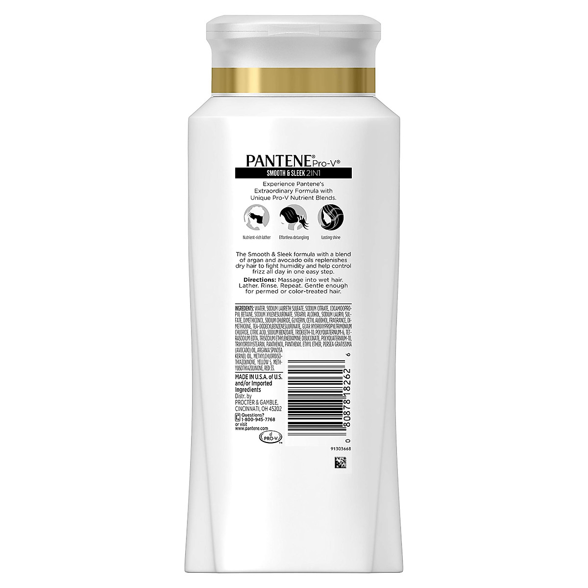 Pantene Pro-V Smooth & Sleek 2 In 1 Shampoo & Conditioner, 20.1 Fl Oz, 20.100000000000001 Fl Oz