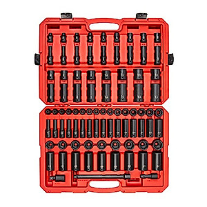 TEKTON 1/2 Inch Drive 6-Point Impact Socket Set, 87-Piece (5/16-1-1/4 in., 8-32 mm) | SID92407