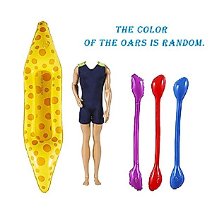 E-TING Beach Short Sleeve One Piece Swimwear Swimsuit with Toy Boat Ship Kayak Accessories for 12-inches Boy Doll