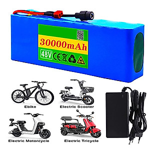 YXDFG 48V Lithium Ion Battery, 48V 30Ah 13S3P Electric Scooter Lithium Ion Battery,with BMS + 54.6V Charger, for 350W 500W 750W1000w Motor E-Bike Electric Bicycle Scooter