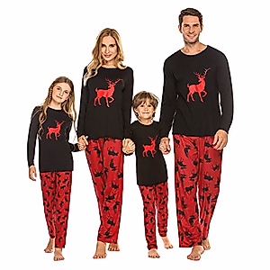 Ekouaer Matching Family Pajamas Set Mens Long Sleeve Loungwear Christmas Pj Sleepwear Sets(Men Black, Large)