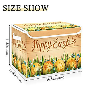 senya Easter Storage Baskets Collapsible Storage Bins with Lids,Happy Easter Eggs Flowers Storage Boxes Clothes Baskets for Organizing(B06D22020)
