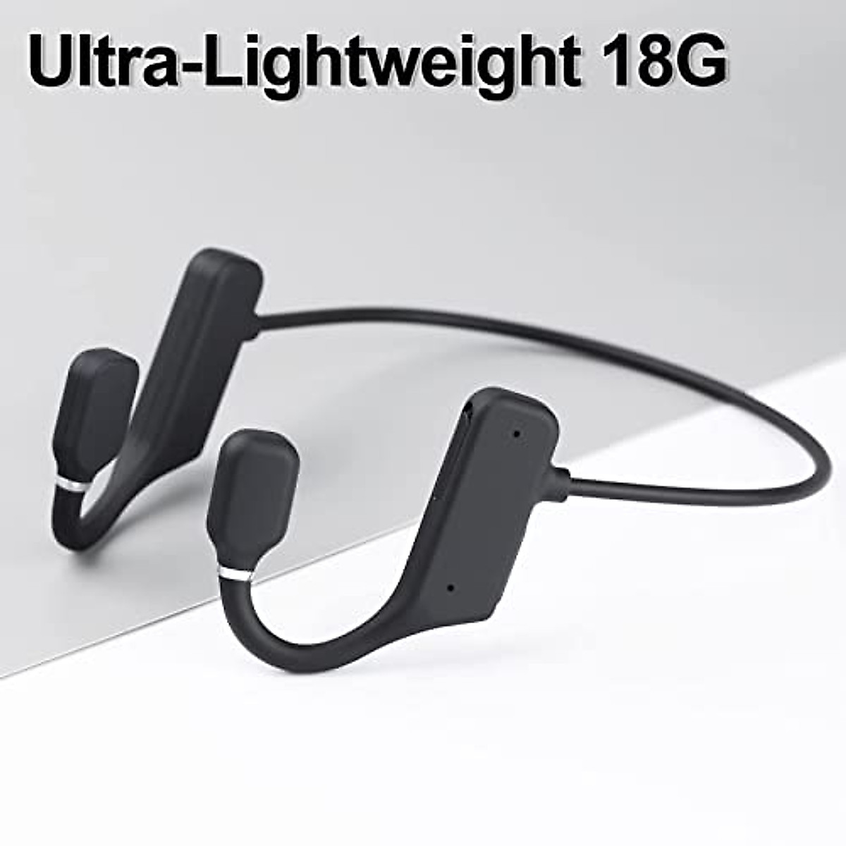 Bone Conduction Headphones, IP65 Sweatproof Open Ear Sport Headphones with Built-in Mic, Wireless Earphones up to 5 Hours Playtime for Running Cycling and Workouts (Black)