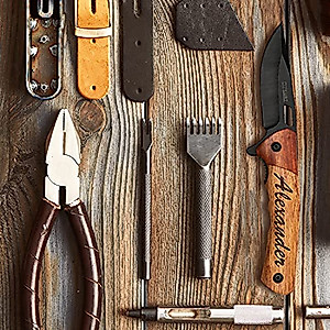 Gifts for Men, Personalized Pocket Knife with Engraved Name - 20 Fonts - Personalized Gifts for Him, Gifts for Dad, Husband, Brother, Customized Men's Gifts, Luxurious Wood, Optional Elegant Gift Box