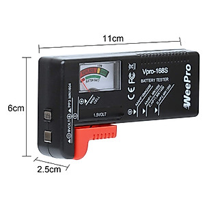 WeePro Battery Tester, Universal Battery Checker Small Battery Tester for AAA AA C D 9V 1.5V Button Cell - Battery Tester for Household Batteries