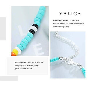 Yalice Boho Choker Necklace Chain Rainbow Seed Bead Necklaces Beach Beaded Choker Jewelry for Women (Colorful)