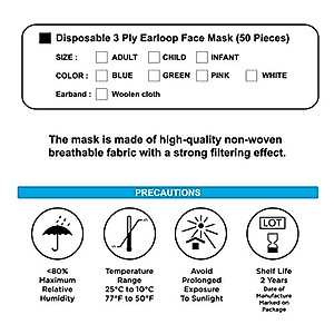 Case-Mate Disposable 3 Ply Face Mask, 50 Count (Pack of 1)