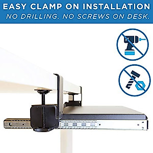 Mount-It! Clamp Keyboard Tray - Ergonomic Under Desk Pull Out Keyboard and Mouse Platform with No-Drill Easy Installation - Slides Under Desk Increase Desk Space - 27 Inch Wide