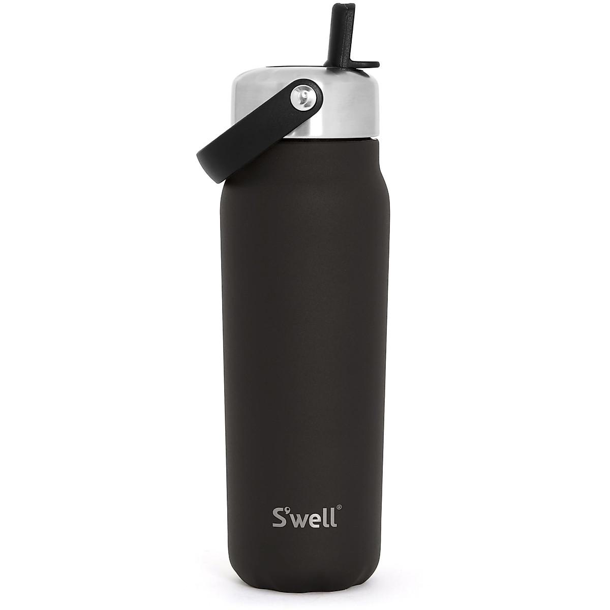 S'well Recycled Stainless Steel Explorer with Flip Straw Lid, 24oz, Onyx, Triple Layered Vacuum Insulated Containers Keeps Drinks Cold for 36 Hours and Hot for 8