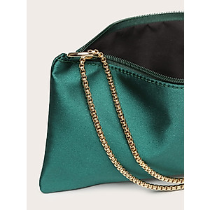 Verdusa Women's Satin Evening Handbag Shoulder Bag Purse Green one-size