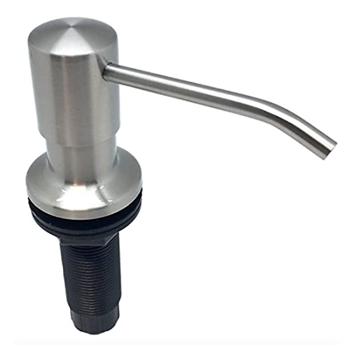 Ultimate Kitchen Built-in Soap Dispenser for Kitchen or Bathroom: Durable Stainless Steel; Fills from top, Large 17oz. Bottle; Long 3 inch Nozzle; Check Valve maintains Prime. Satin Finish