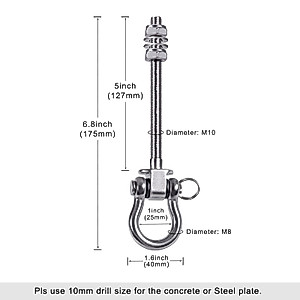 Dolibest Swing Hangers with Bearing - 2 Pack Stainless Steel 304 Hardware Hooks for Wood & Metal Beams, Ideal for Hanging Hammocks, Yoga Swings, Porch Swing, Boxing Bag 1500 LB Capacity -5''x M2/5''