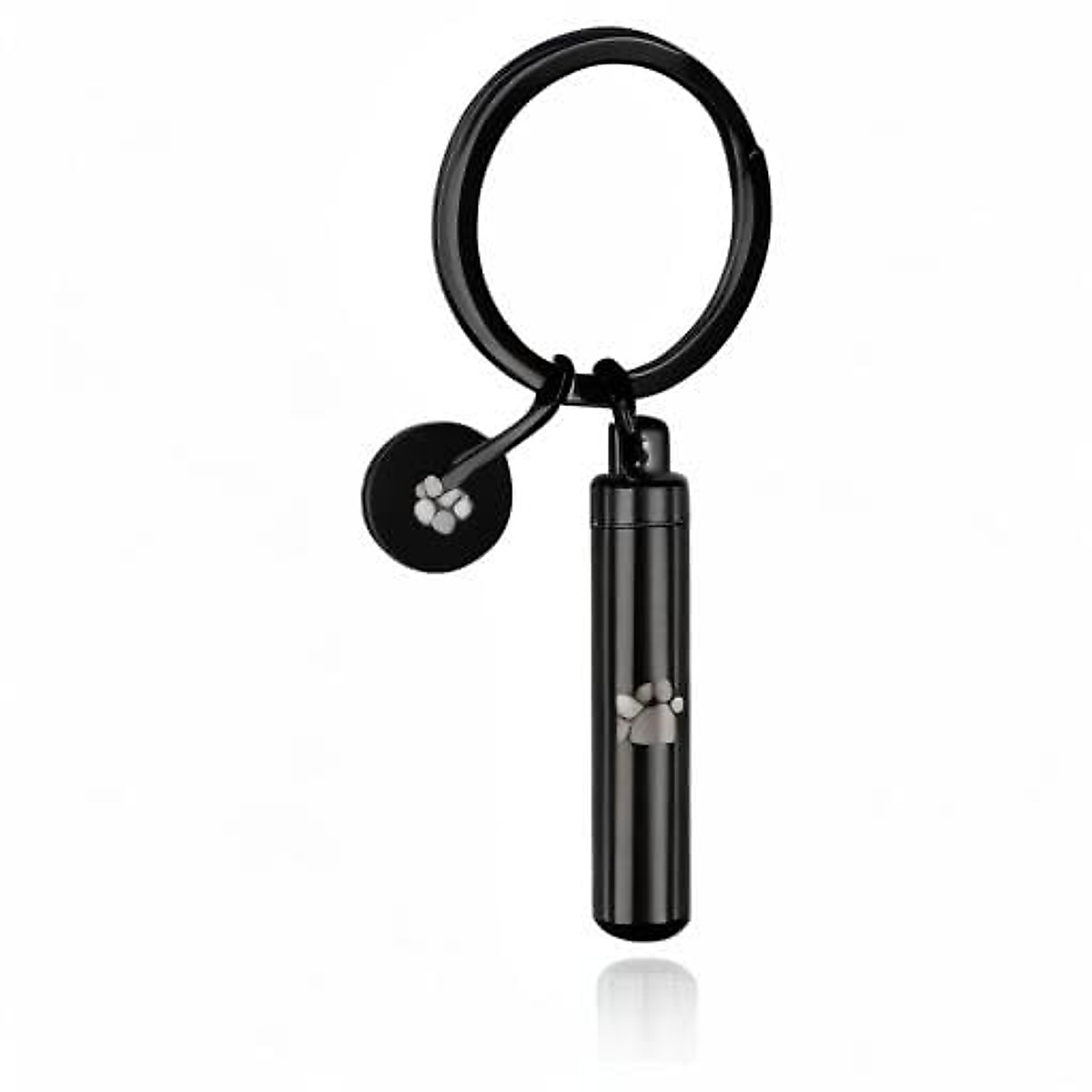 PESOENTH Cremation Keychain Dog Urn Ashes Keepsake Pet Memorial Gifts Dog Paw Cylinder Pendant Hair Locket Keychain for Car Key Women Men Dog Lover Gifts Christmas Birthday Present