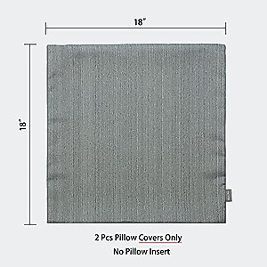MAGPIE FABRICS Pack of 2 Outdoor Waterproof Throw Pillow Covers 18 x 18 Inch, Christmas Decorative Cushion Sham Pillowcase Shell for Garden Patio Tent Balcony Couch Sofa(Grey)