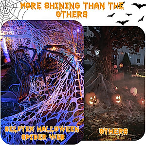 SelfTek 650 Sqft Giant Spid-er Web Halloween Decorations,Beef Netting Stretchy Spid-ers Webbing, Cut-Your-Own Flexible Large Outdoor Spid-er Web Gauze Spid-erwebs Cobwebs for Halloween Decor