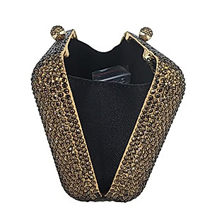 Elegant Long Crystal Box Clutch Evening Bag for Women Wedding Handbags Party Rhinestones Purse (Small,Bronze)