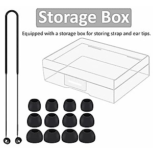 Strap Ear Tips Kit Compatible with Beats Fit Pro, Anti-Lost Soft Silicone Lanyard Neck Rope Cord Lease Replacement Gel Eartips Skin Accessories Compatible with Beats Fit Pro - Black