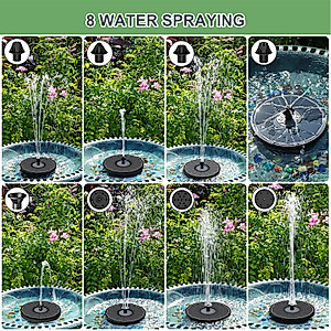 Yzert Solar Fountain 2024 Upgraded High Efficiency Glass Solar Panel, Solar Bird Bath Fountains with Flower No Battery,Solar Water Pump Fountain for Bird Bath Garden Small Ponds Outdoor Décor(Black)