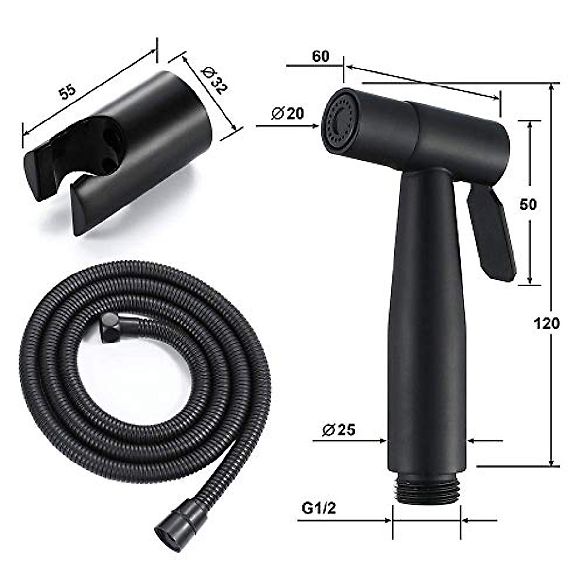 MINJING Bidet Toilet Spray Kit - Black Toilet Spray Gun Bidet Sprayer Set Stainless Steel Women's Wash Set