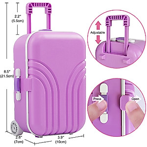 Srua Don 18 Inch Doll Suitcase Travel Luggage Play Set, 18" Doll Mermaid Theme Travel Carrier Storage Accessories for 18inch Doll, Include Case Doll Clothes Hat Sunglasses Camera Pillow Toy Pet, etc