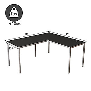 GOOD & GRACIOUS L-Shaped Gaming Desk, 60x55 Inch L Shape Desk, Corner Desk for Home Office, Modern Home Office Study Writing Workstation L Table, Easy Assembly, Black&Gray